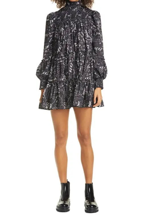 Cinq À Sept Rika Love Note Long Sleeve Minidress