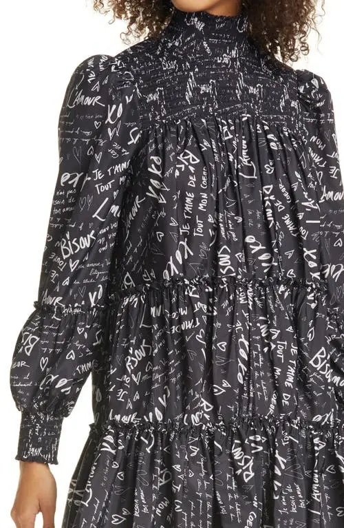 Cinq À Sept Rika Love Note Long Sleeve Minidress