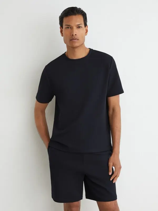REISS Cole Textured Modern-fit Crew-neck T-shirt - Navy