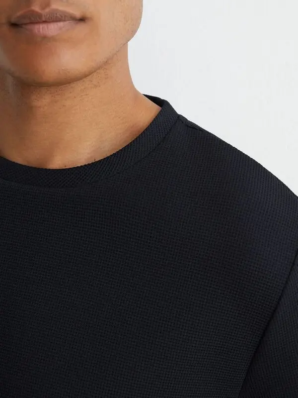 REISS Cole Textured Modern-fit Crew-neck T-shirt - Navy