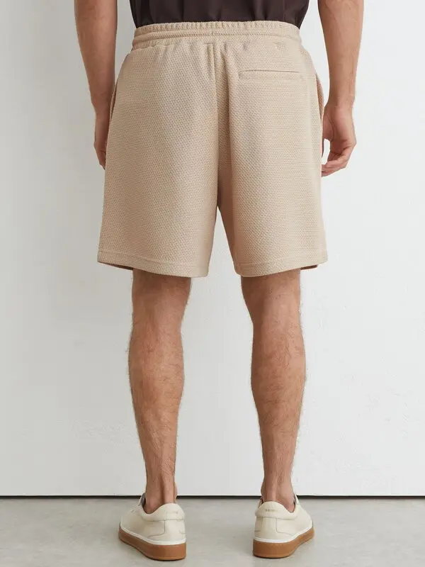 REISS Textured Drawstring Shorts - Stone