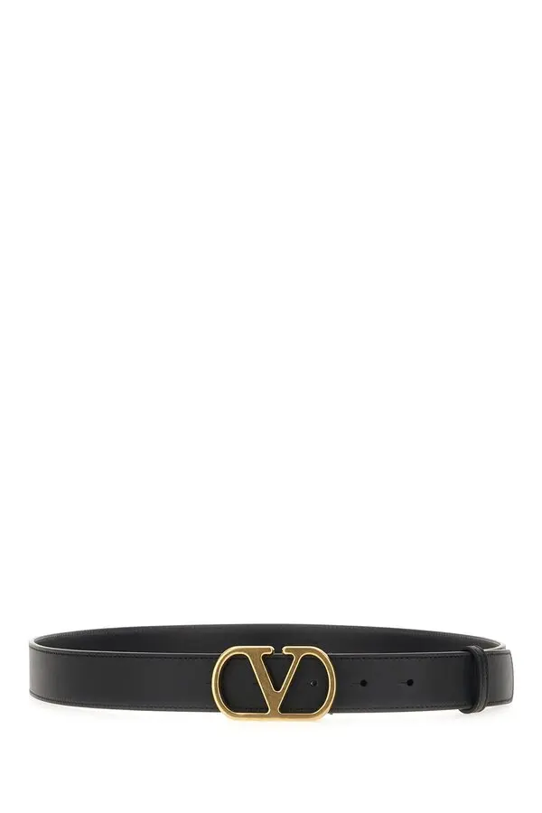 Valentino Garavani Leather Belt With Gold Tone V Logo Buckle - Multicolor