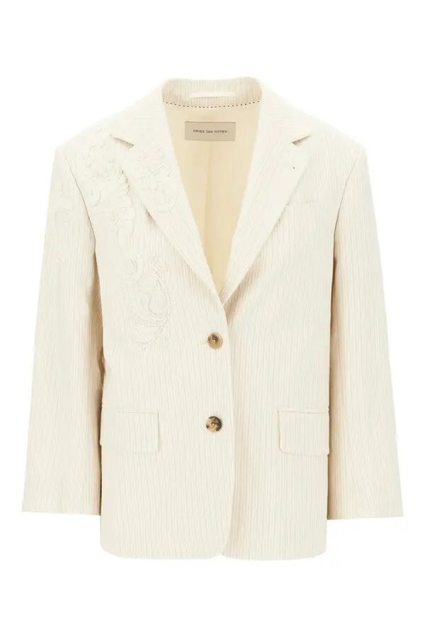 Dries Van Noten Striped Embroidered Blazer