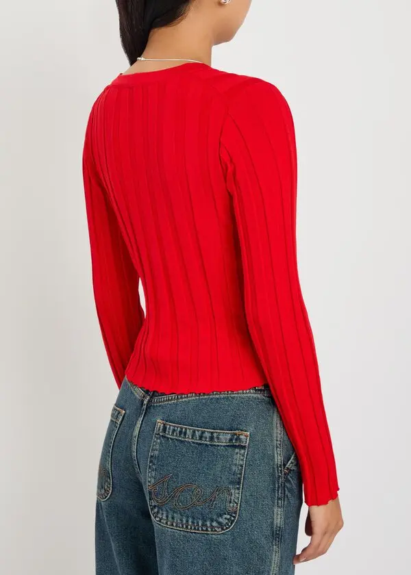 Staud Ezra Ribbed-knit Cardigan
