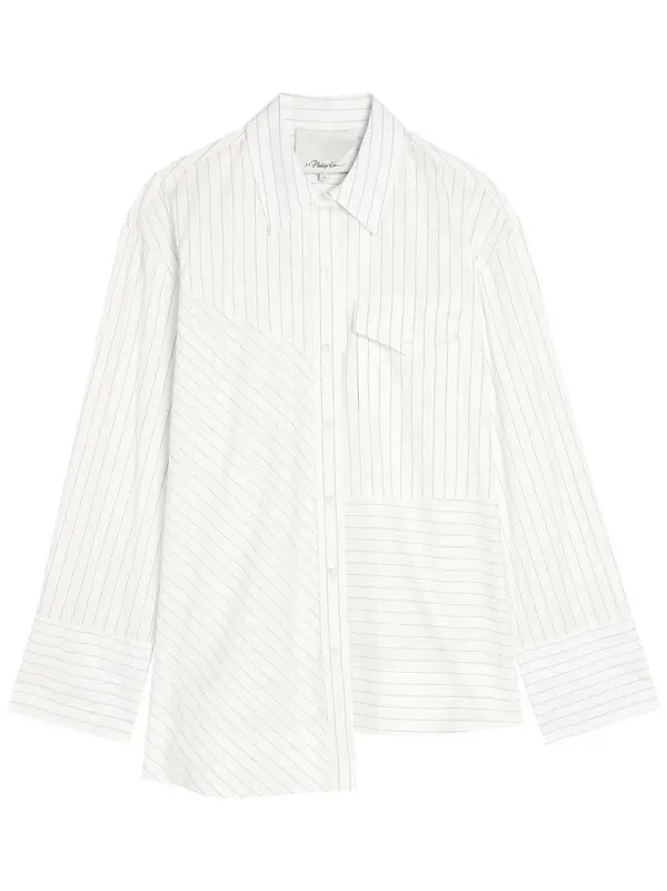 3.1 Phillip Lim Pinstriped Asymmetric Cotton-poplin Shirt - White