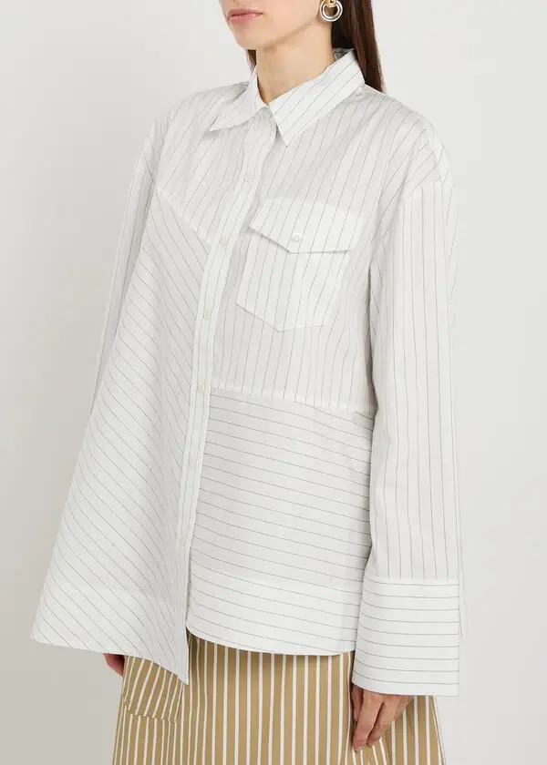 3.1 Phillip Lim Pinstriped Asymmetric Cotton-poplin Shirt - White