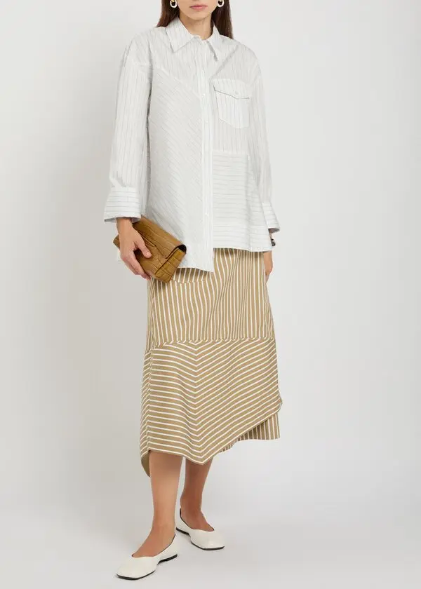 3.1 Phillip Lim Pinstriped Asymmetric Cotton-poplin Shirt - White