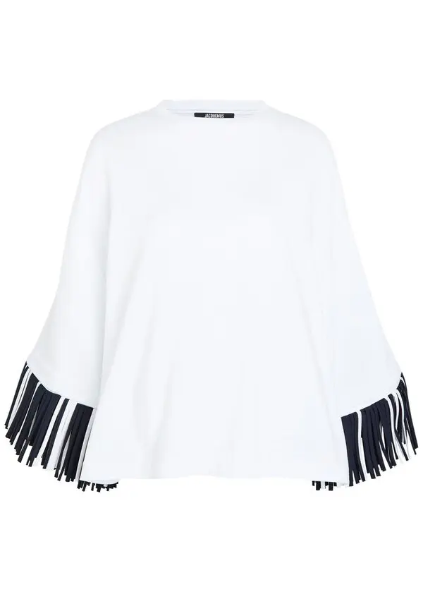 Jacquemus Le T-shirt Cabana Fringed Long-sleeve Cotton T-shirt - White