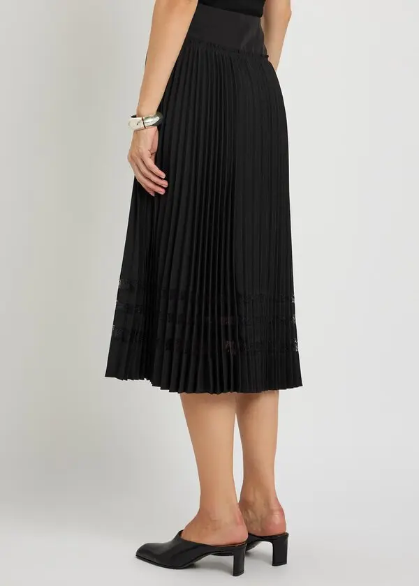 3.1 Phillip Lim Pleated Lace-insert Woven Midi Skirt