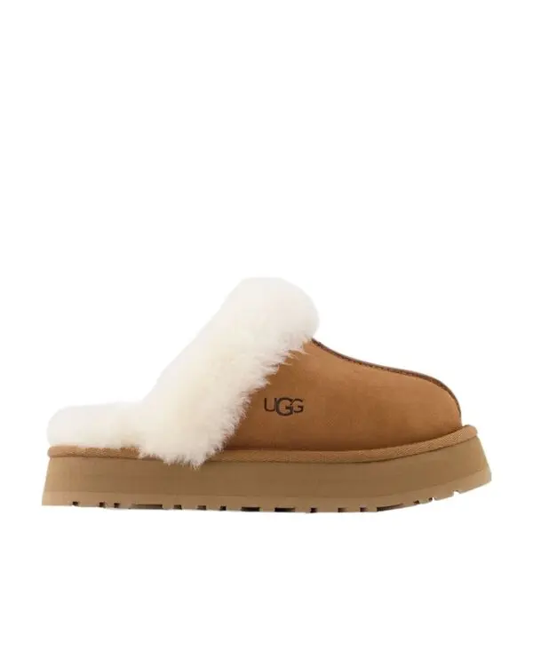 UGG Disquette Shearling Platform Slippers - Brown