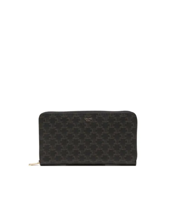Celine Large Zipped Wallet In Triomphe Canvas
