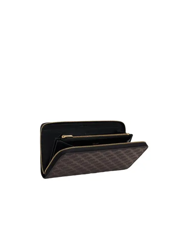 Celine Large Zipped Wallet In Triomphe Canvas