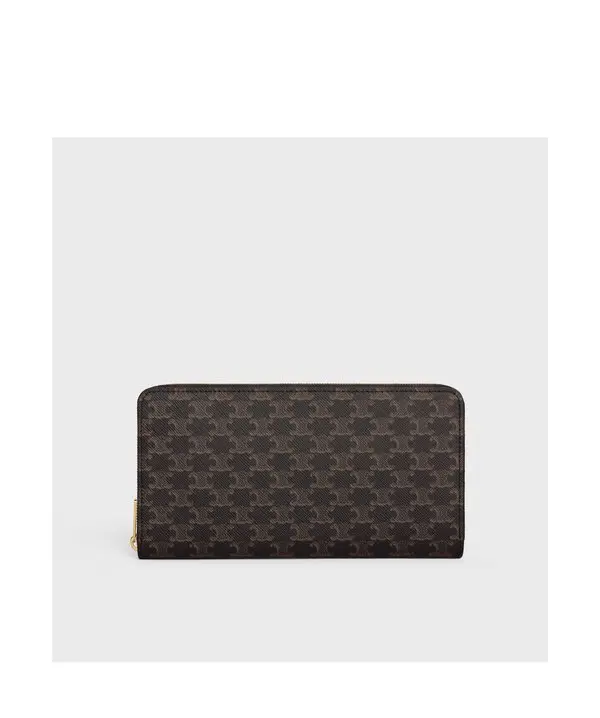 Celine Large Zipped Wallet In Triomphe Canvas