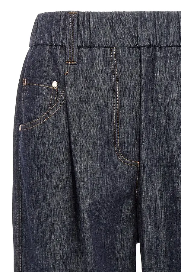 Brunello Cucinelli Elasticated Waistband Straight-leg Jeans