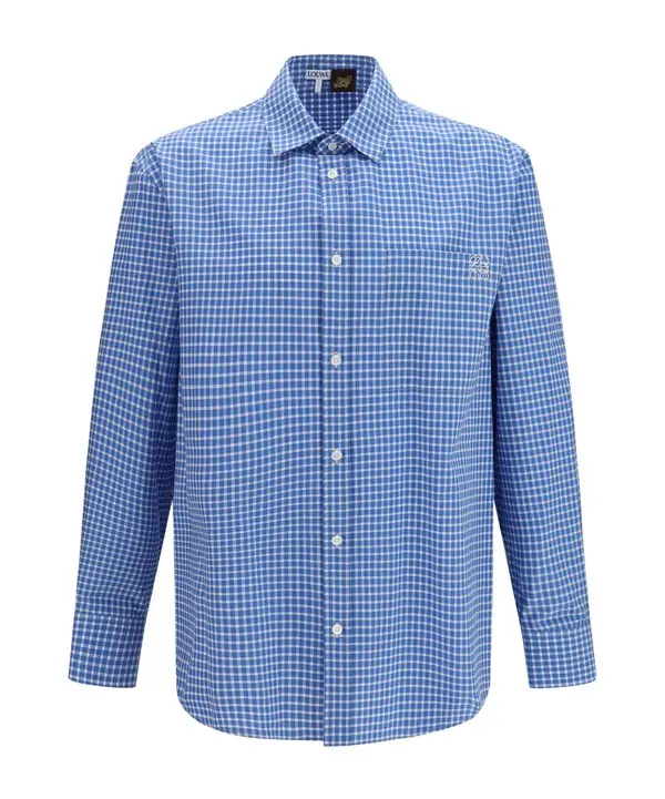 Loewe Textured Checked Shirt - Blue/white