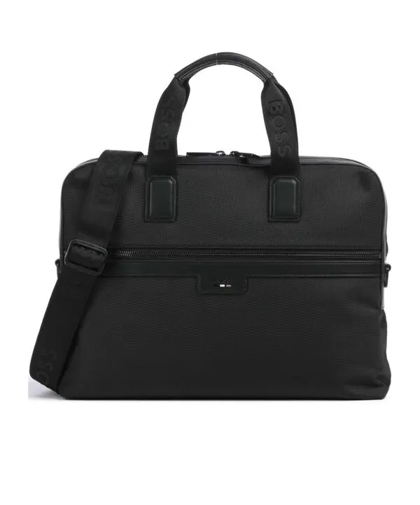 Hugo Boss Ray Logo Embossed Zipped Laptop Bag