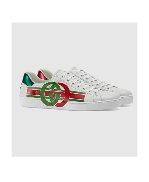 Gucci Gg Print Ace Sneakers - Gray