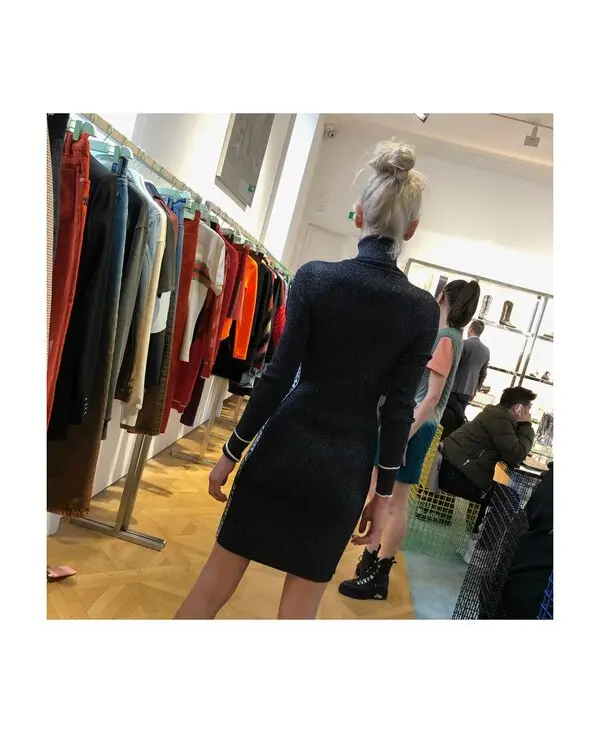 Off-White Logo Stripe Knitted Dress