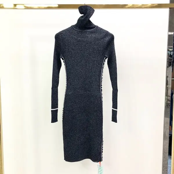 Off-White Logo Stripe Knitted Dress
