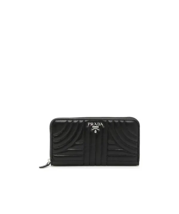 Prada Diagramme Zipper Wallet - Black