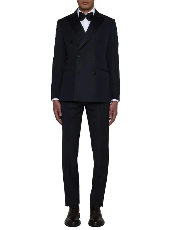LARDINI Double-breasted Wool-blend Suit