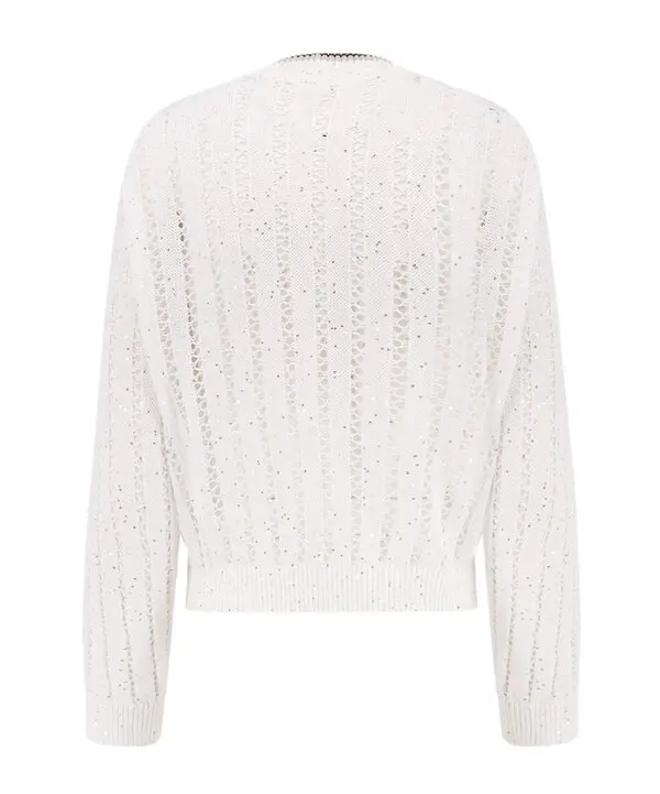 Brunello Cucinelli Dazzling Ribbed Net Cardigan