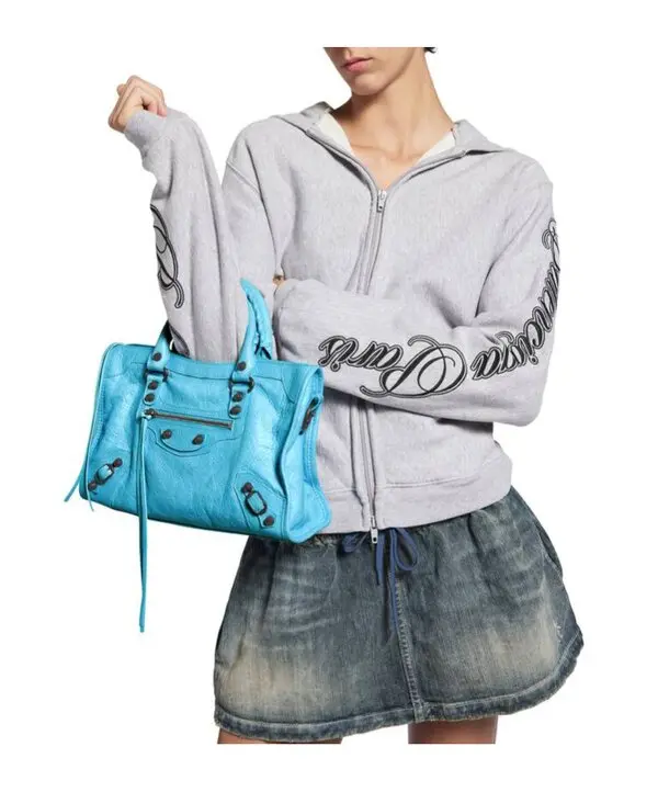 Balenciaga Le City Bag Small In Bleu Cyan