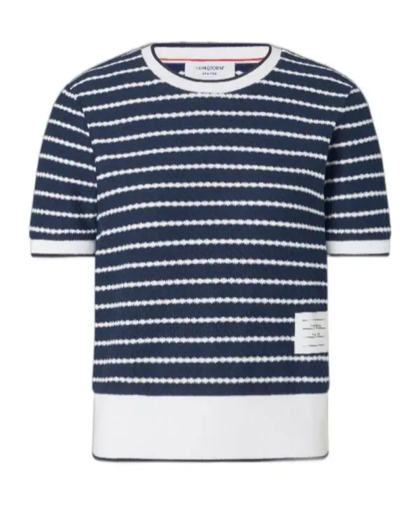 Thom Browne Striped Honeycomb Knit T-shirt - No