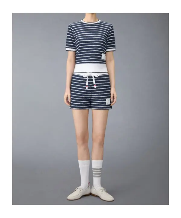 Thom Browne Striped Honeycomb Knit T-shirt - No