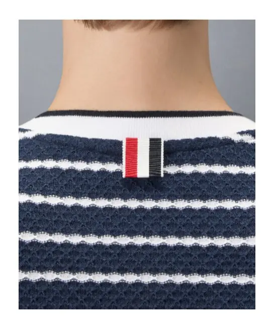 Thom Browne Striped Honeycomb Knit T-shirt - No