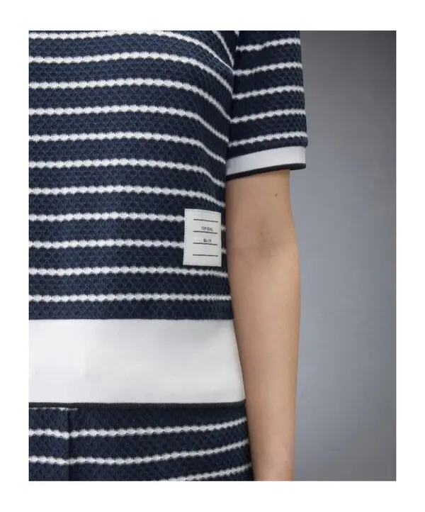 Thom Browne Striped Honeycomb Knit T-shirt - No