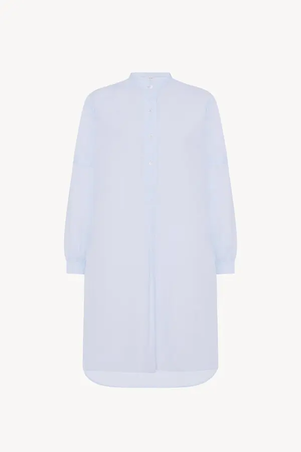 THE ROW Dottie Shirt In Sea Island Cotton Poplin - Light Blue Stripe