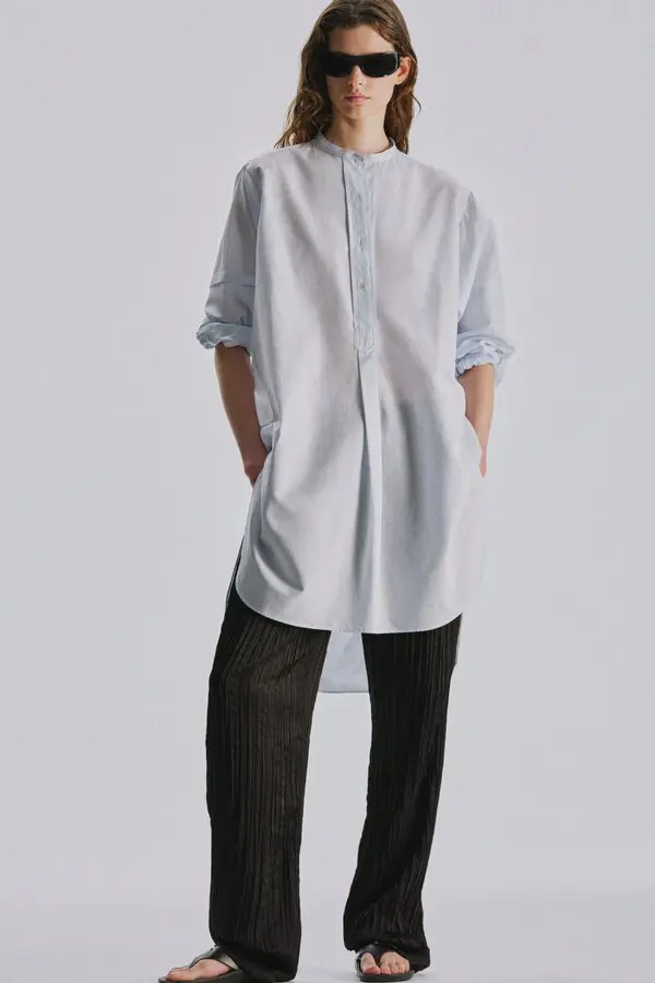 THE ROW Dottie Shirt In Sea Island Cotton Poplin - Light Blue Stripe