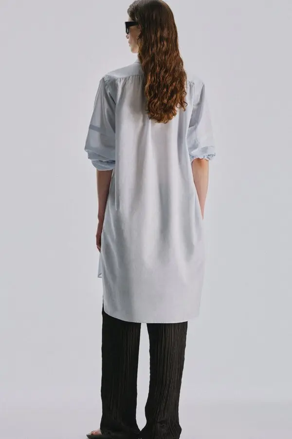 THE ROW Dottie Shirt In Sea Island Cotton Poplin - Light Blue Stripe