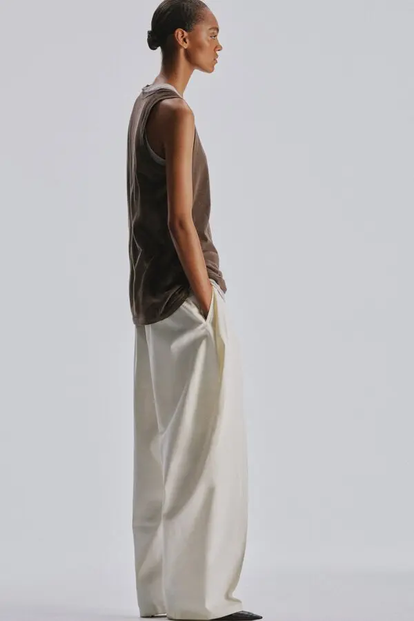 THE ROW Elana Cotton Jersey Tank Top - Grey Sepia
