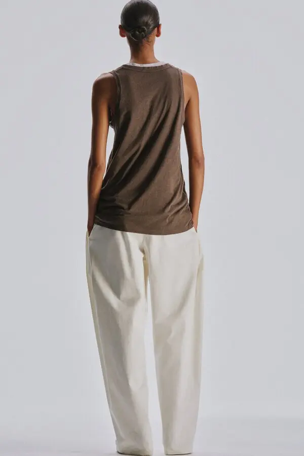 THE ROW Elana Cotton Jersey Tank Top - Grey Sepia