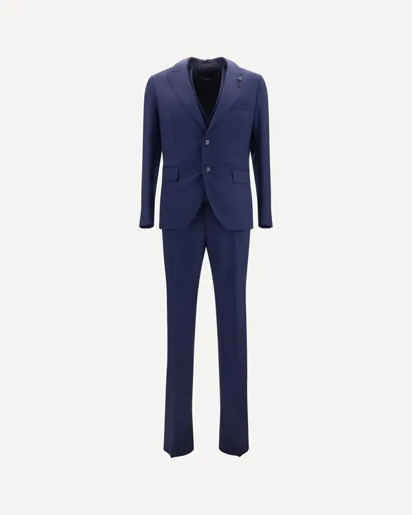 LARDINI Wool Suit With Double-breasted Jacket And Vest