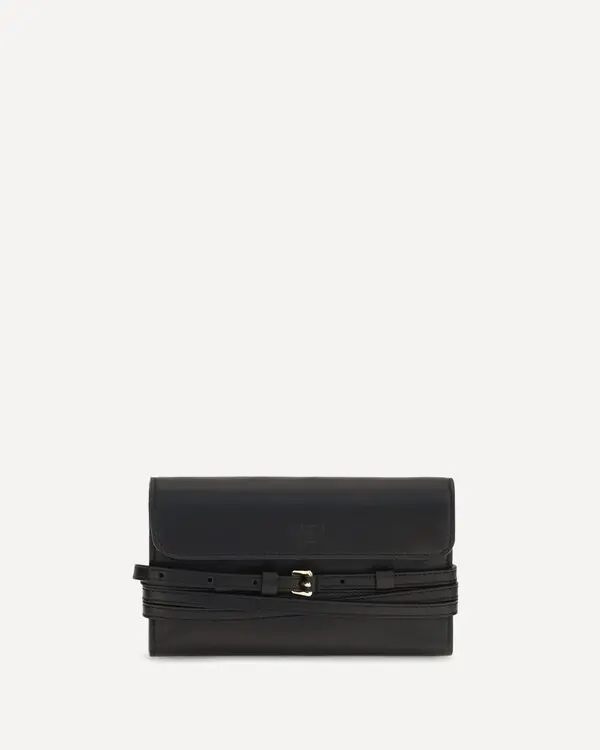 Moschino Leather Wallet With Buckle Detail - Black