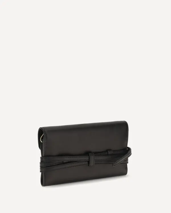 Moschino Leather Wallet With Buckle Detail - Black