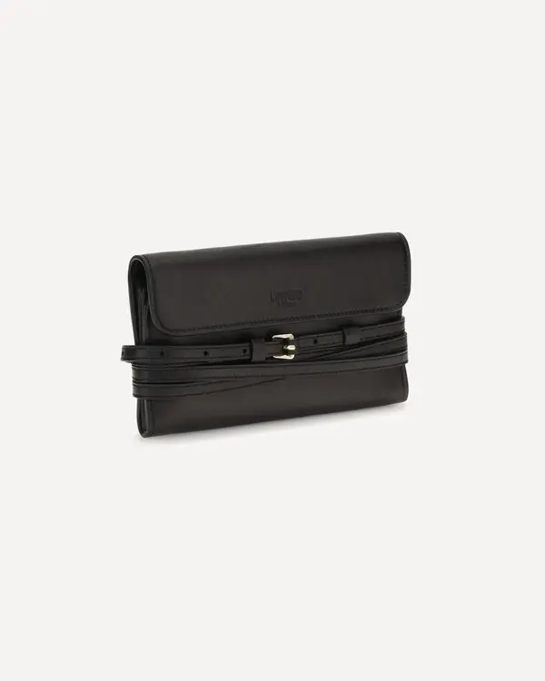 Moschino Leather Wallet With Buckle Detail - Black
