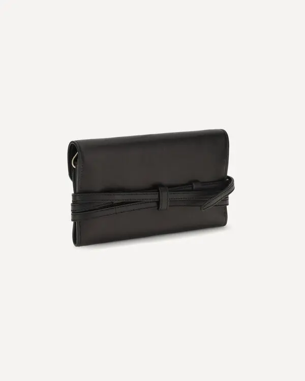 Moschino Leather Wallet With Buckle Detail - Black