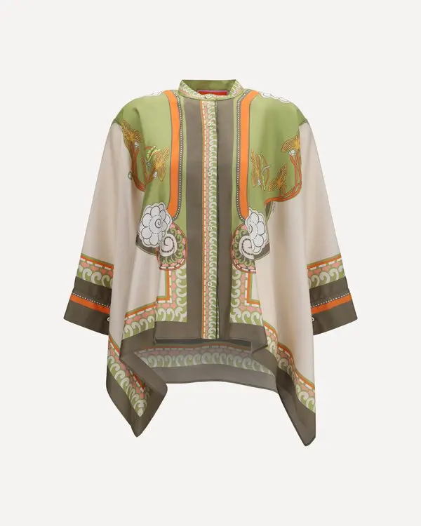 La DoubleJ Printed Silk Scarf Shirt