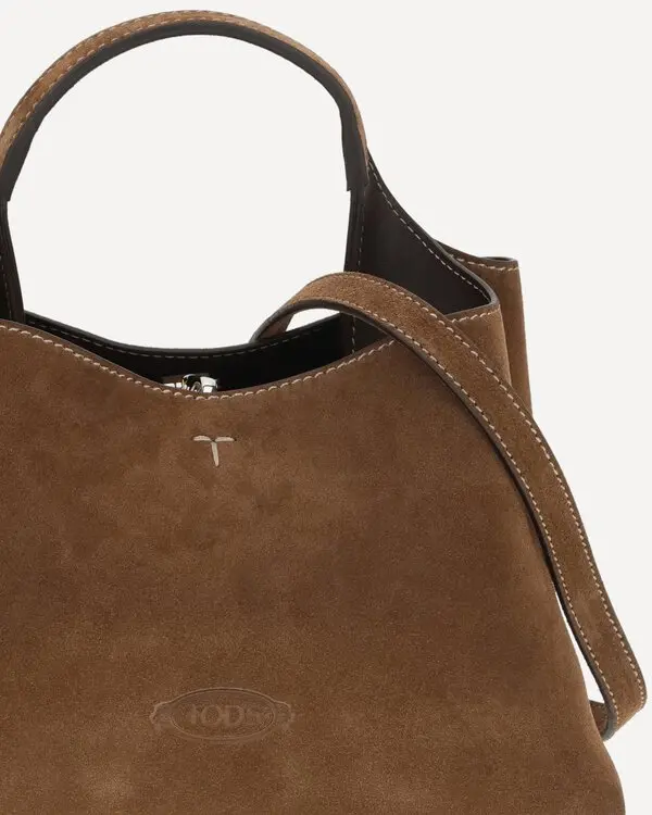TOD'S Suede Handbag With T Timeless Detail