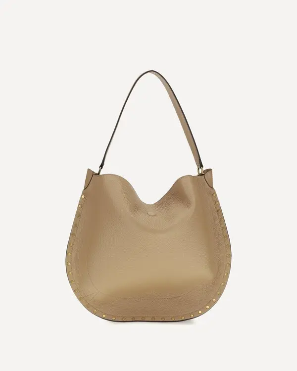 Isabel Marant Étoile Oskan Hobo Shoulder Bag In Grained Calfskin - Beige