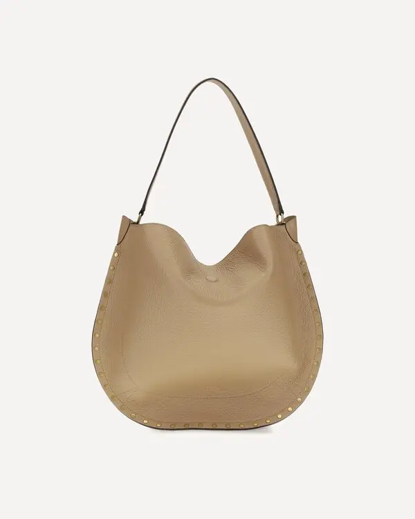 Isabel Marant Étoile Oskan Hobo Shoulder Bag In Grained Calfskin - Beige