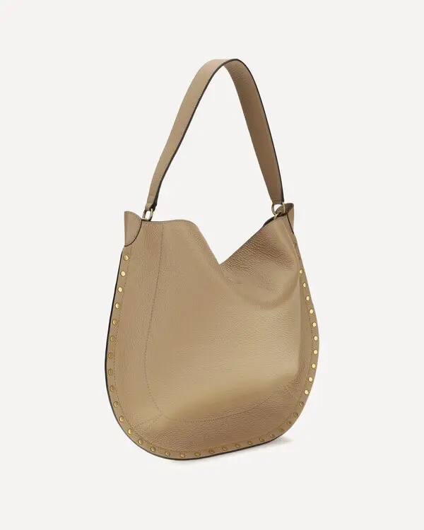 Isabel Marant Étoile Oskan Hobo Shoulder Bag In Grained Calfskin - Beige
