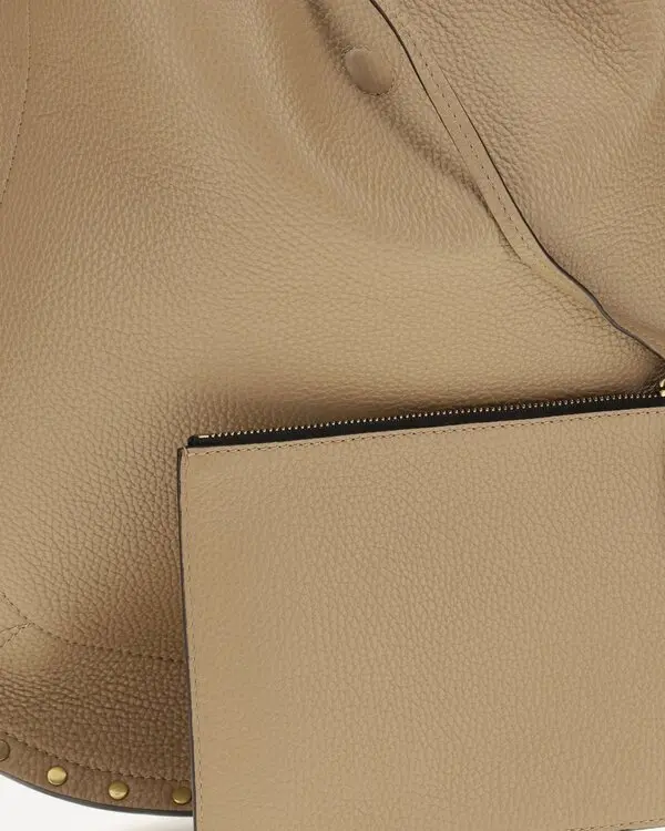 Isabel Marant Étoile Oskan Hobo Shoulder Bag In Grained Calfskin - Beige