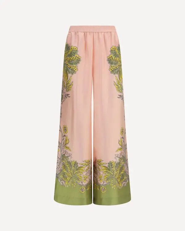 La DoubleJ Printed Ilk Twill Pant - Pink