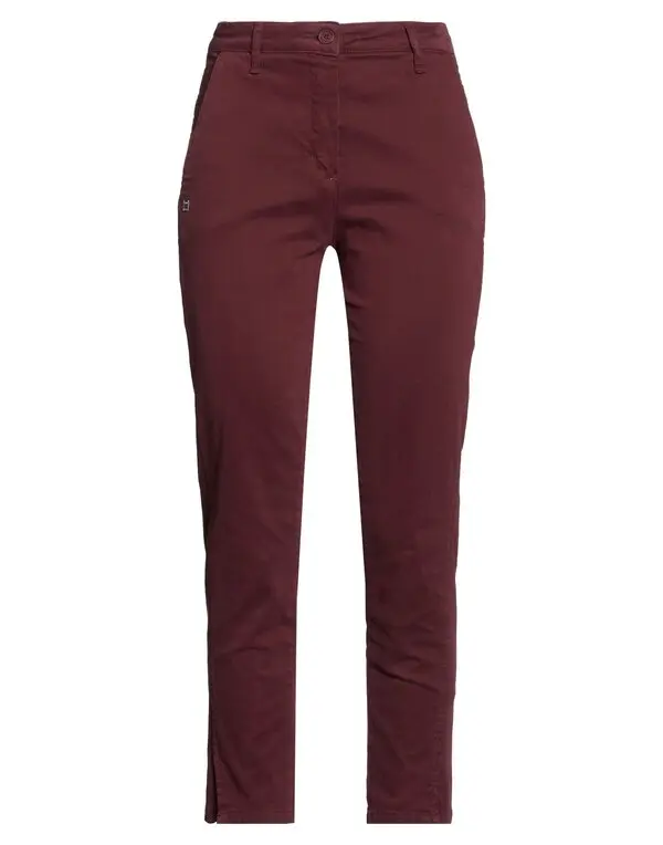 MANILA GRACE Pants Burgundy Size Cotton, Elastane