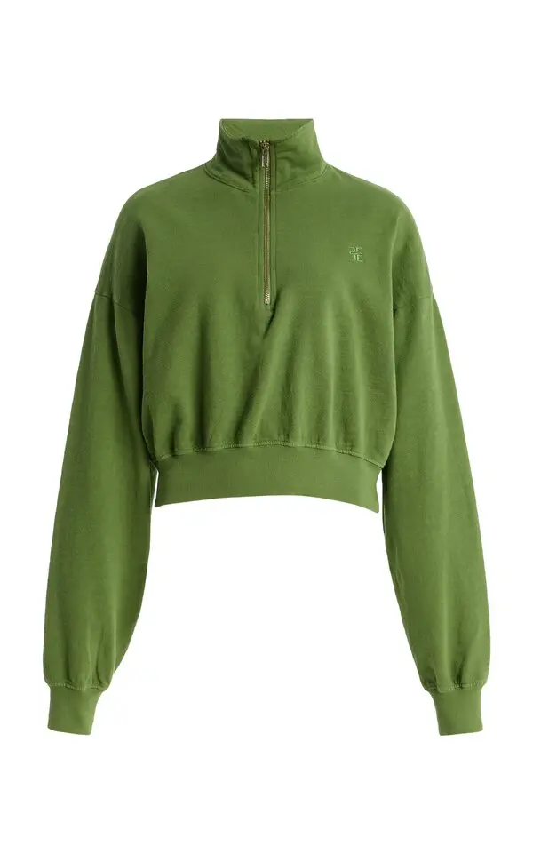 Eterne Cropped Half-zip Sweatshirt - Green